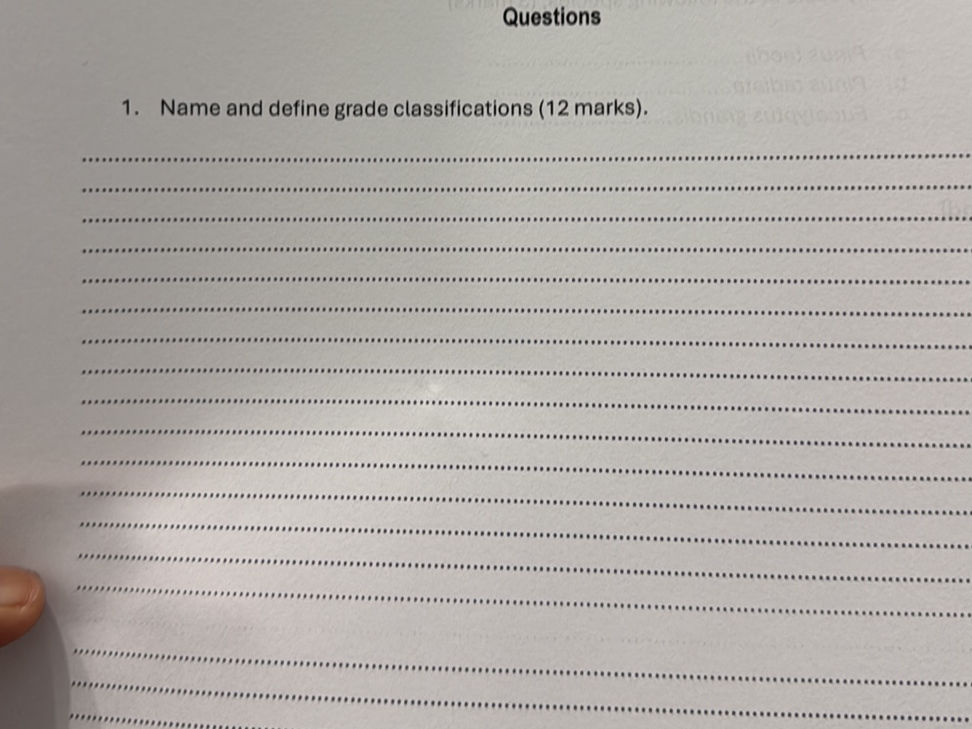 1. Name and define grade classifications (12 | StudyX