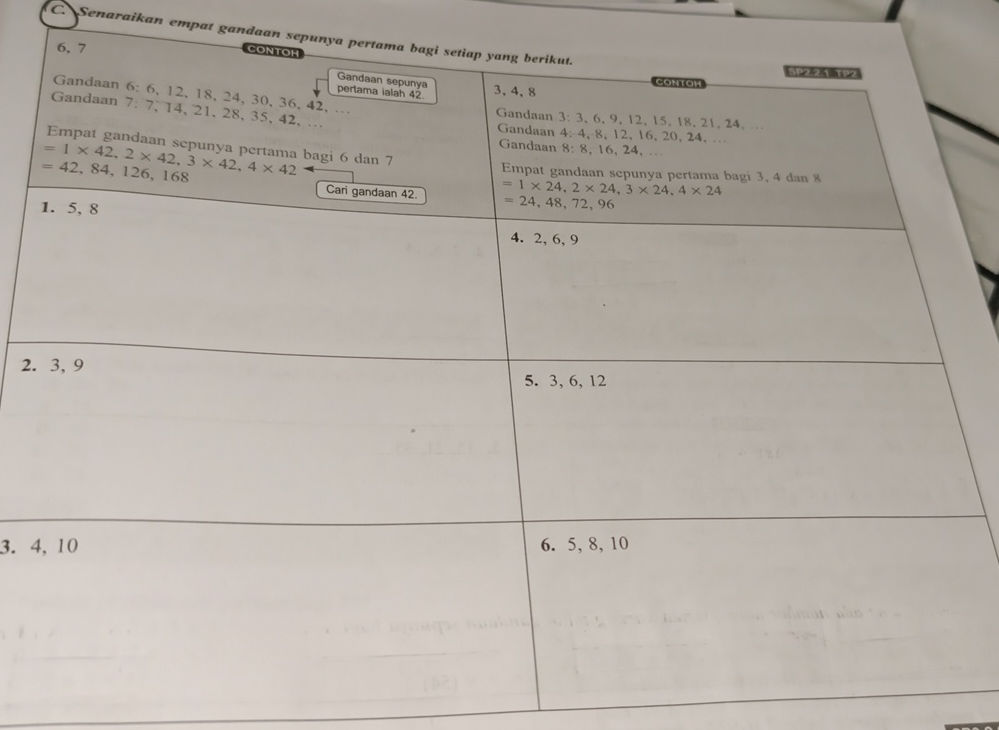 C. Senaraikan empat gandaan sepunya pertama | StudyX