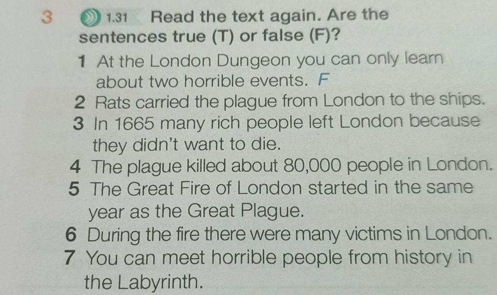 Read the text again. Are the sentences true | StudyX