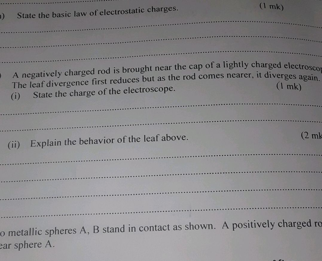 a) State the basic law of electrostatic | StudyX
