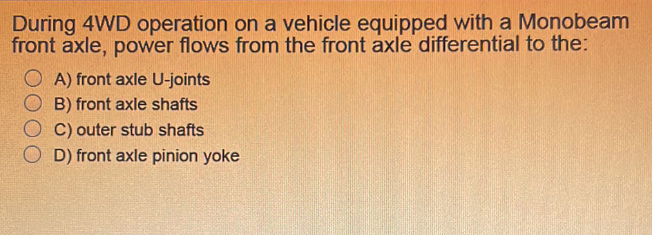 During 4WD operation on a vehicle equipped | StudyX