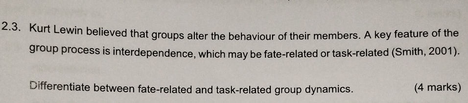 Differentiate between fate-related and | StudyX