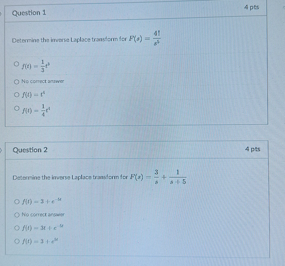 Question 1 Determine the inverse Laplace | StudyX