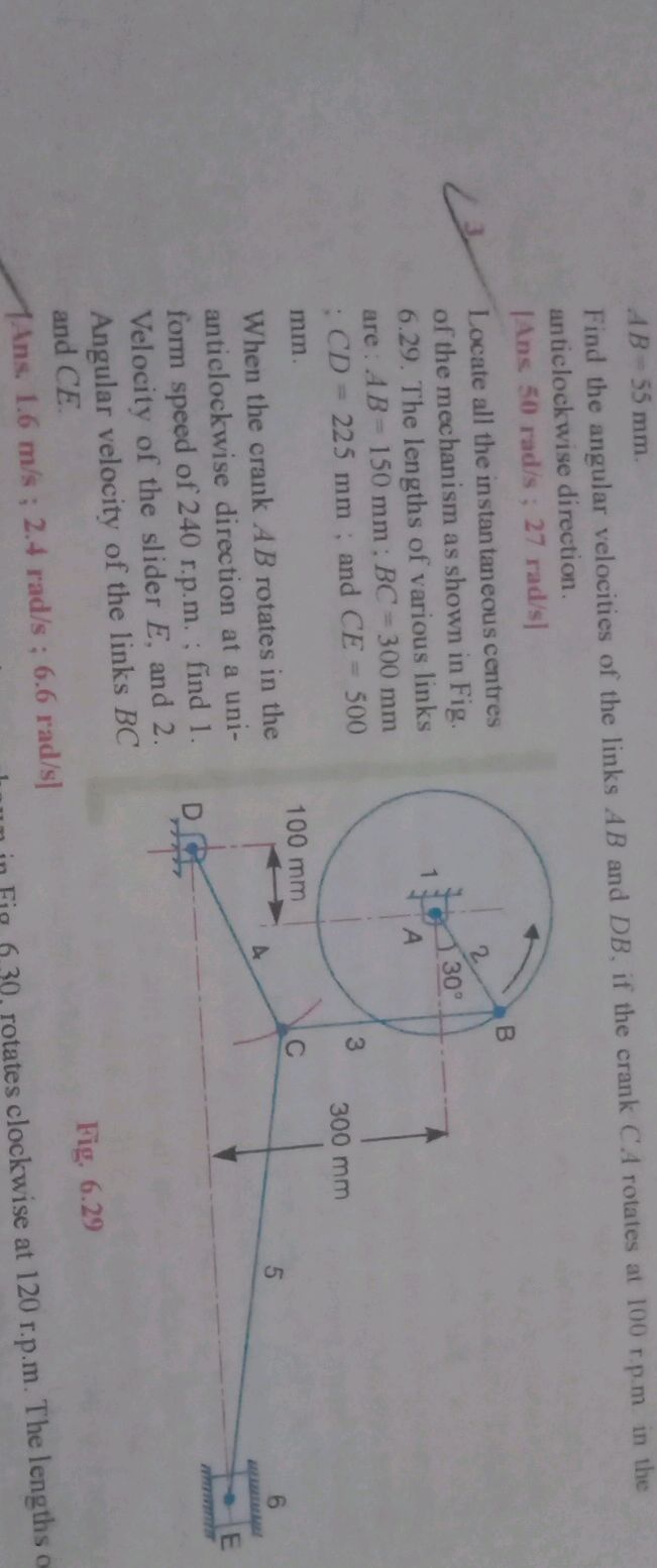Find the angular velocities of the links AB | StudyX
