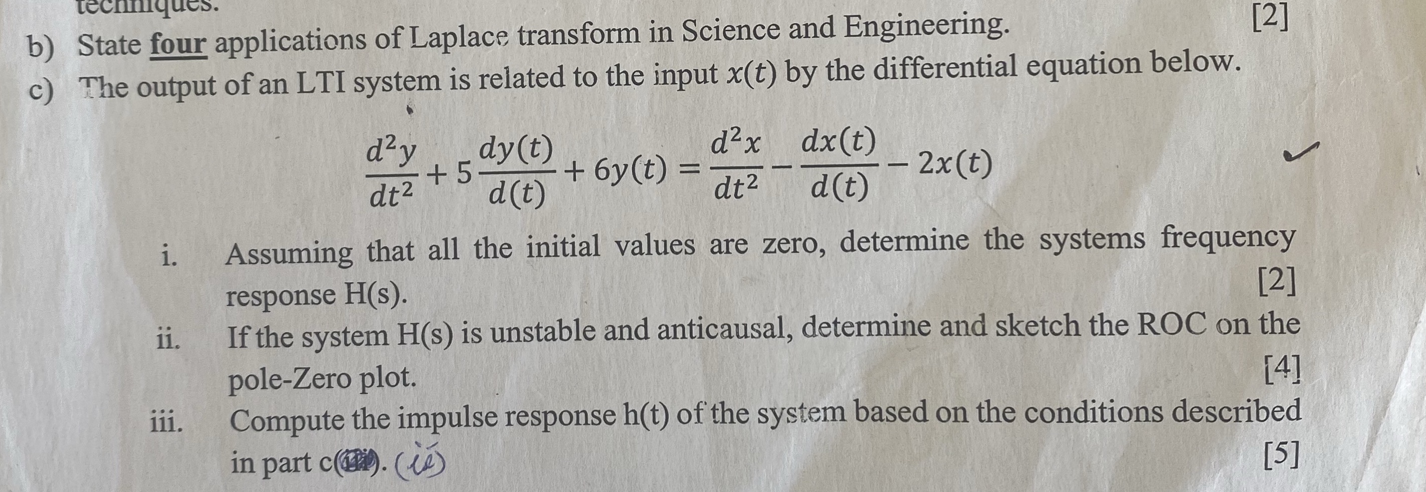 b) State four applications of Laplace | StudyX