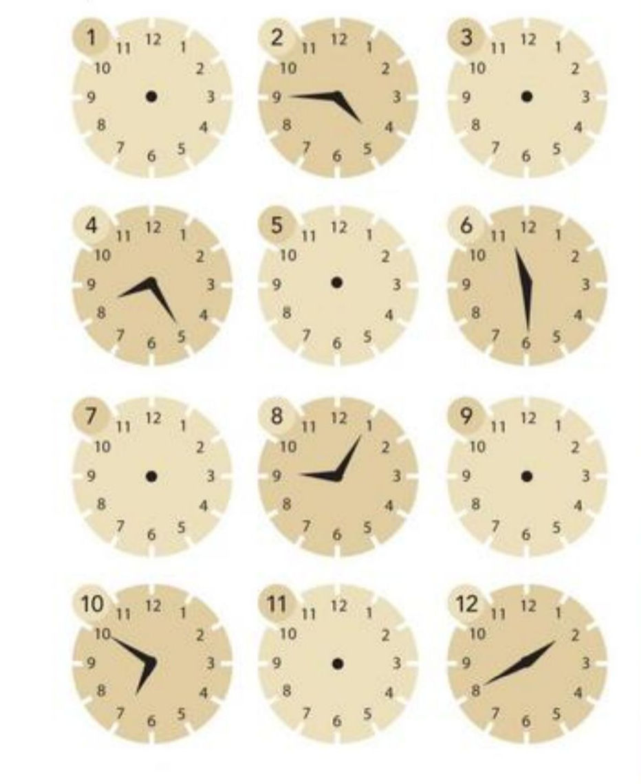 The image shows 12 clocks with different | StudyX