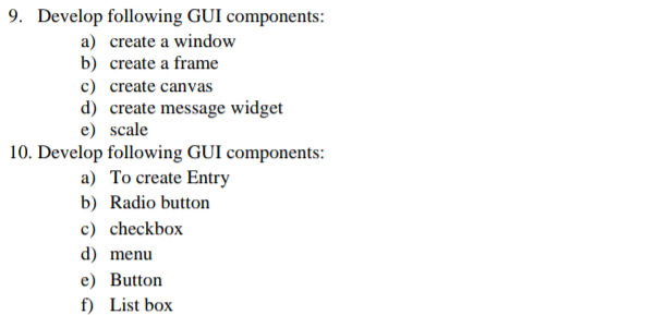 9. Develop following GUI components: a) | StudyX