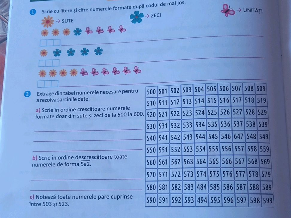 1. Scrie cu litere și cifre numerele formate | StudyX