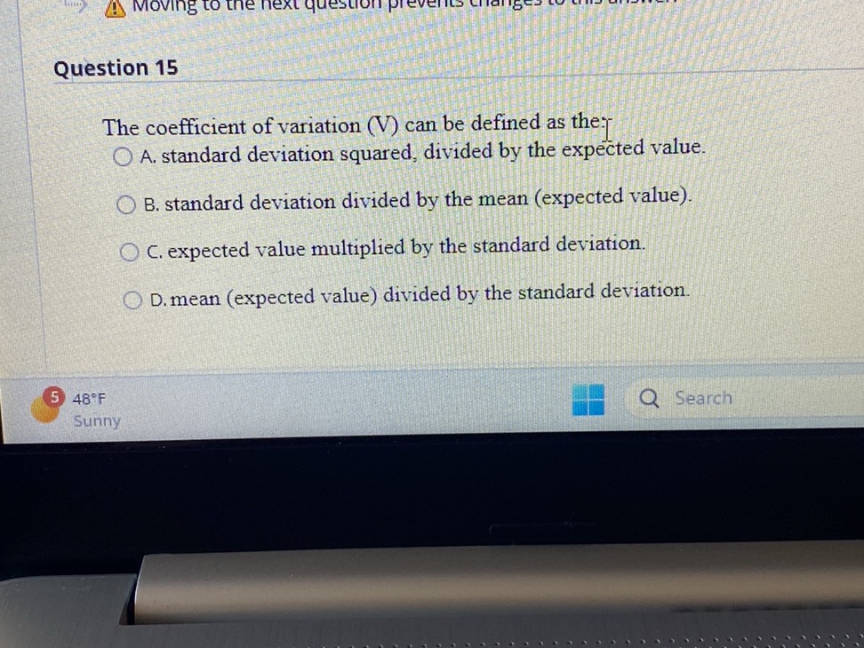 The coefficient of variation (V) can be | StudyX
