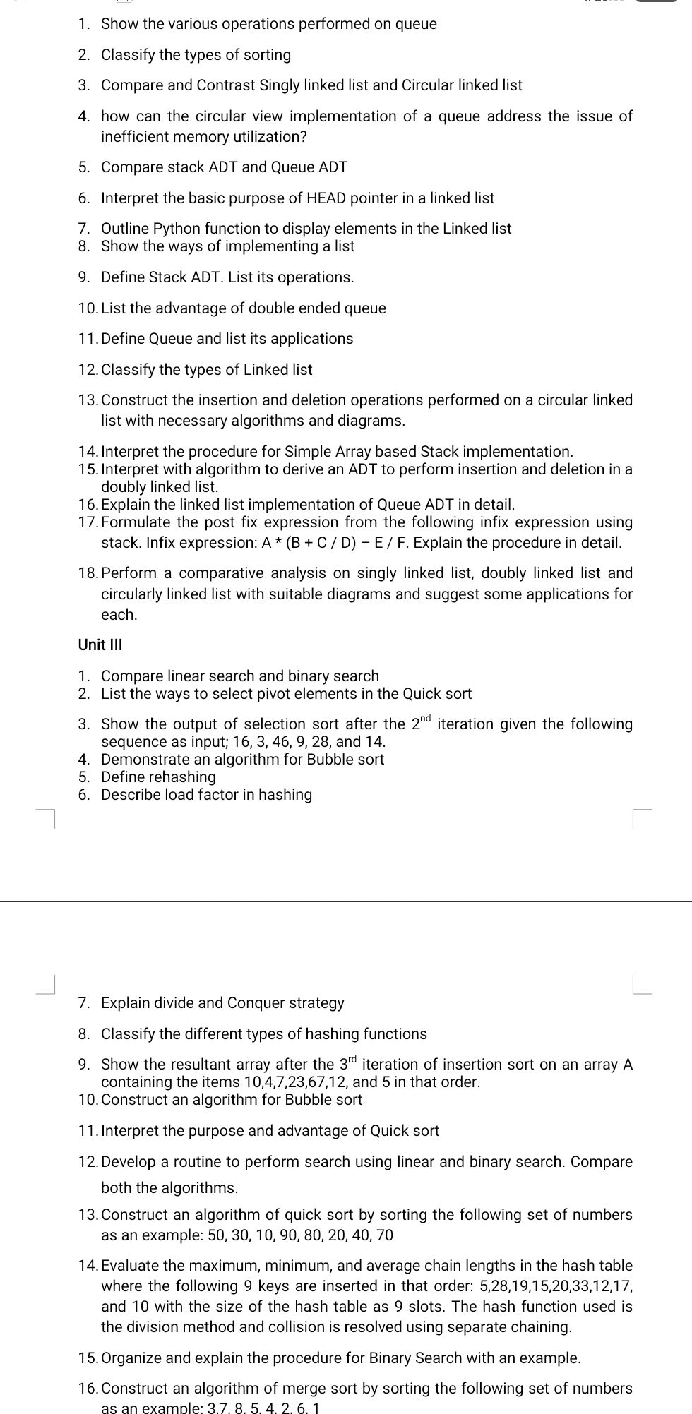 1. Show the various operations performed on | StudyX