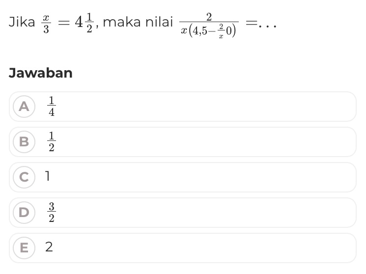 Jika $ {x}{3} = 4 {1}{2}$, maka nilai $ | StudyX