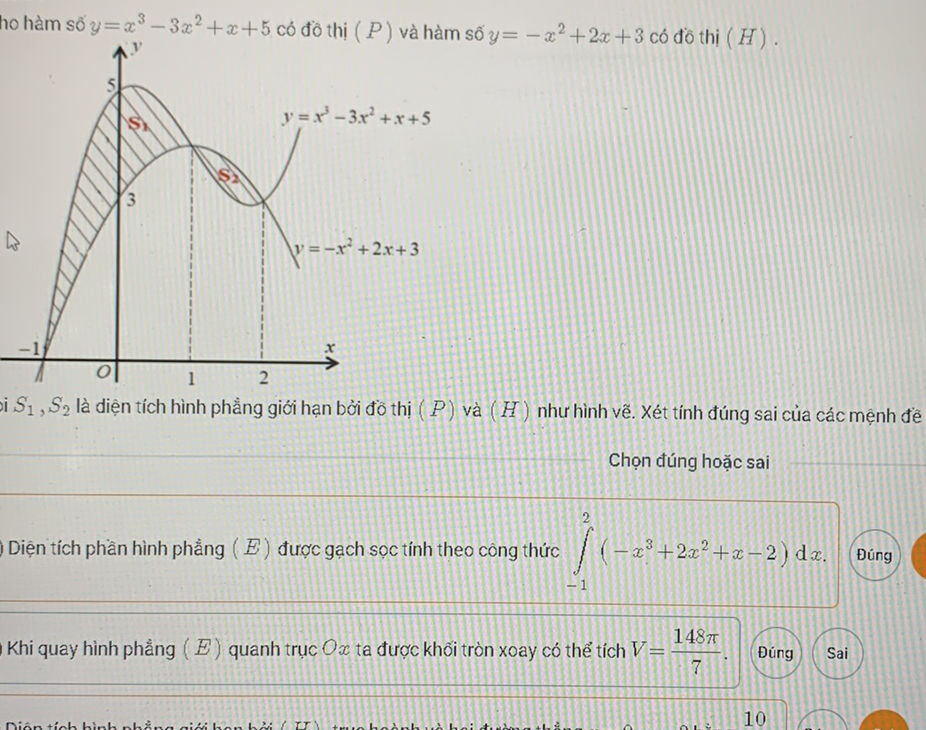 Cho hàm số $y = x^3 - 3x^2 + x + 5$ có đồ | StudyX