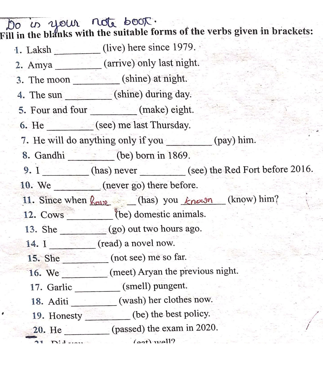 Fill in the blanks with the suitable forms | StudyX