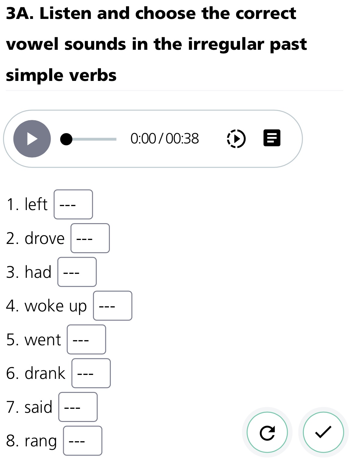 3A. Listen and choose the correct vowel | StudyX