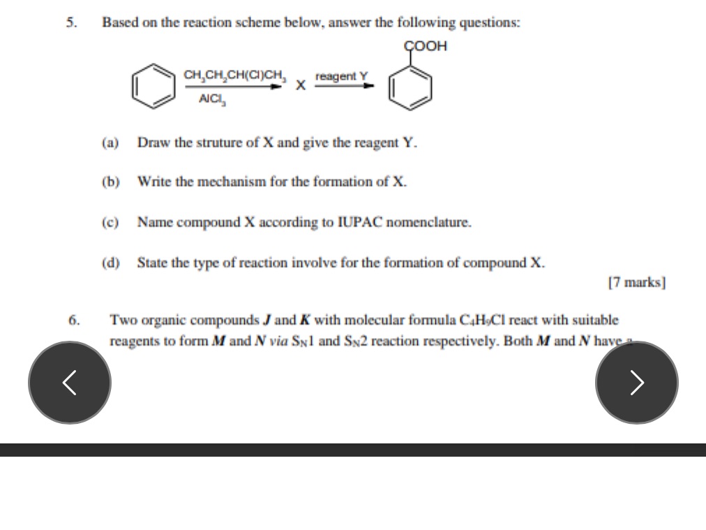 5. Based on the reaction scheme below, | StudyX