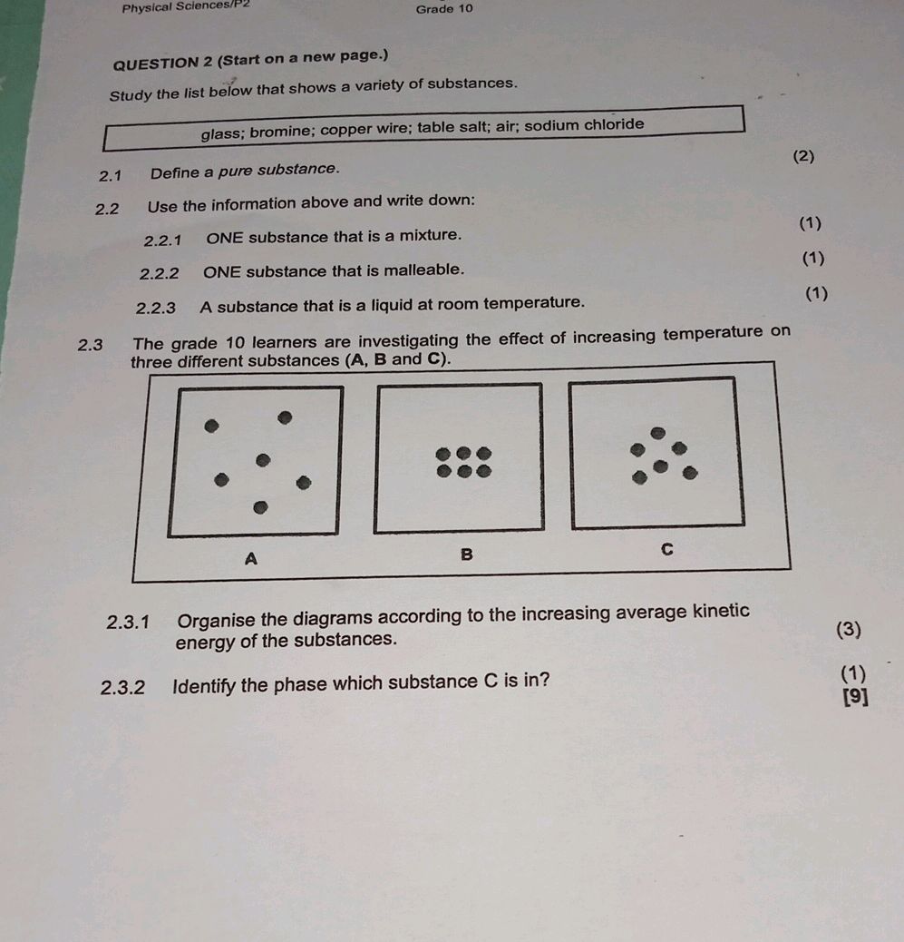 2.1 Define a pure substance. 2.2 Use the | StudyX