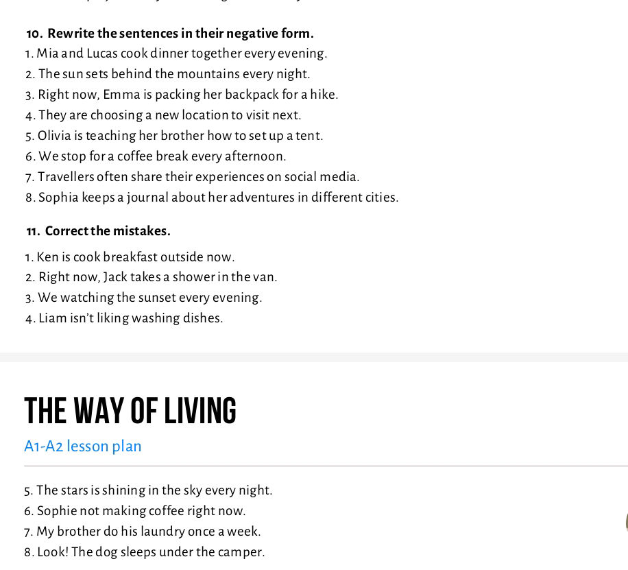 10. Rewrite the sentences in their negative | StudyX