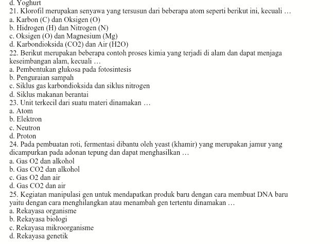 21. Klorofil merupakan senyawa yang tersusun | StudyX