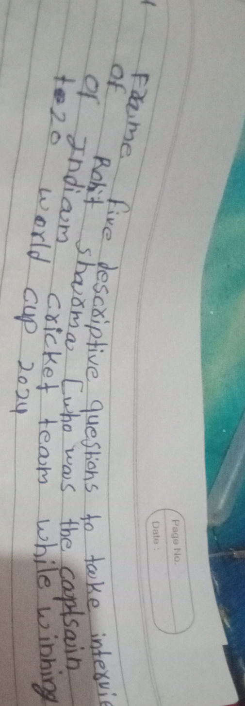 Frame of five descriptive questions to take | StudyX