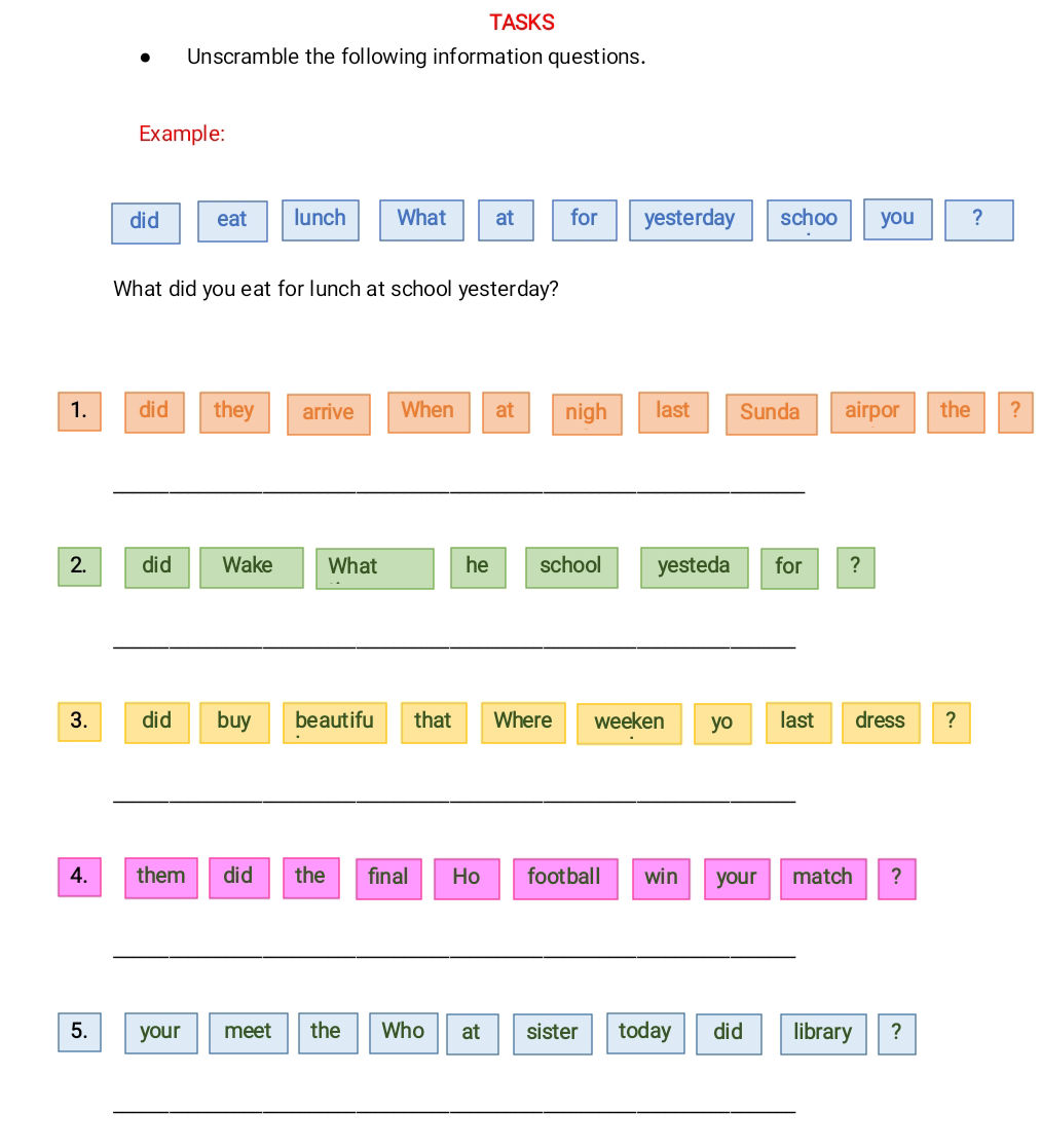 Unscramble the following information | StudyX