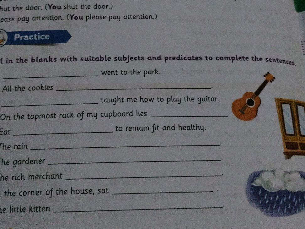 Fill in the blanks with suitable subjects | StudyX