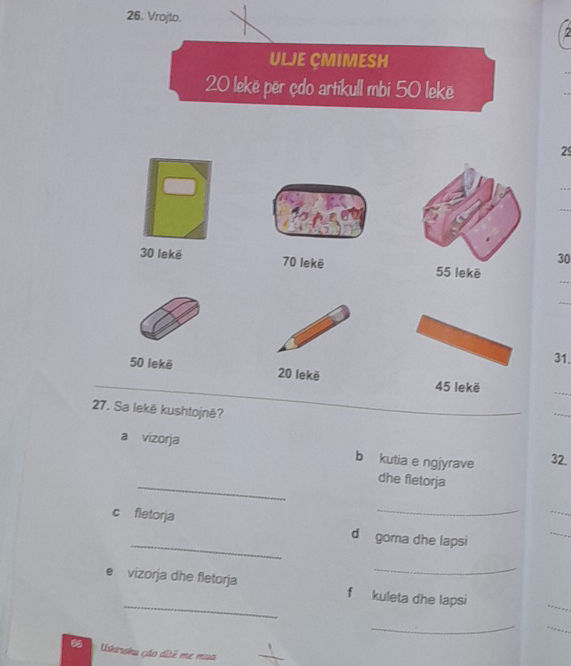 26. Vrojto. ULJE ÇMIMESH 20 lekë për çdo | StudyX