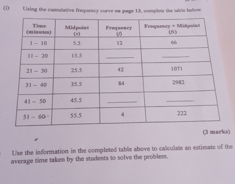 Using the cumulative frequency curve on page | StudyX