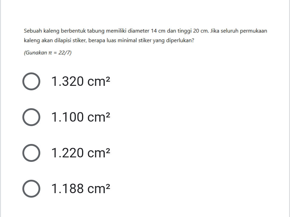 Sebuah kaleng berbentuk tabung memiliki | StudyX