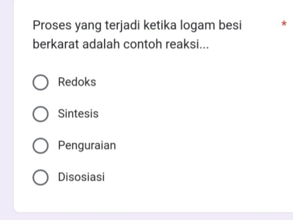 Proses yang terjadi ketika logam besi | StudyX