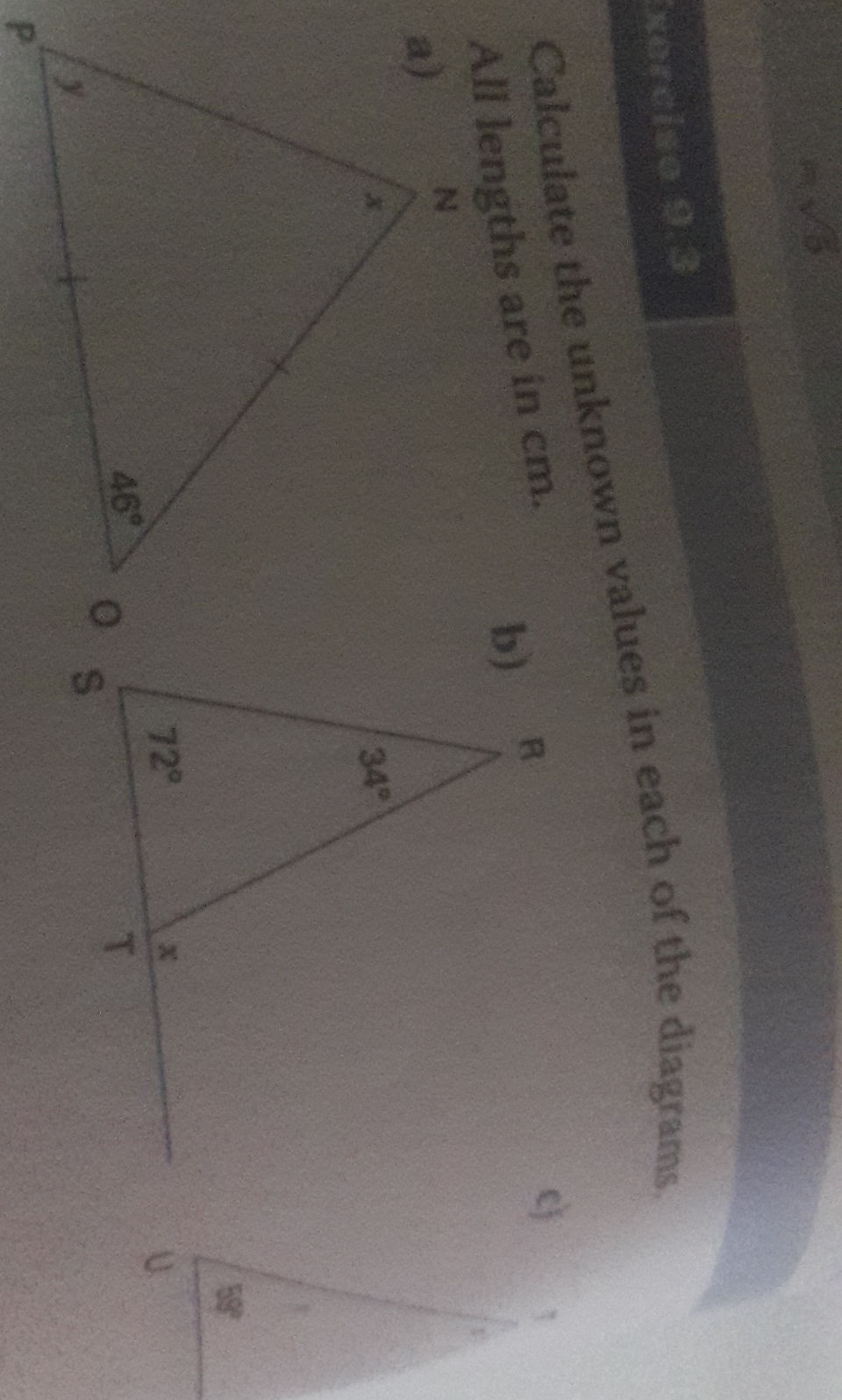 Calculate the unknown values in each of the | StudyX