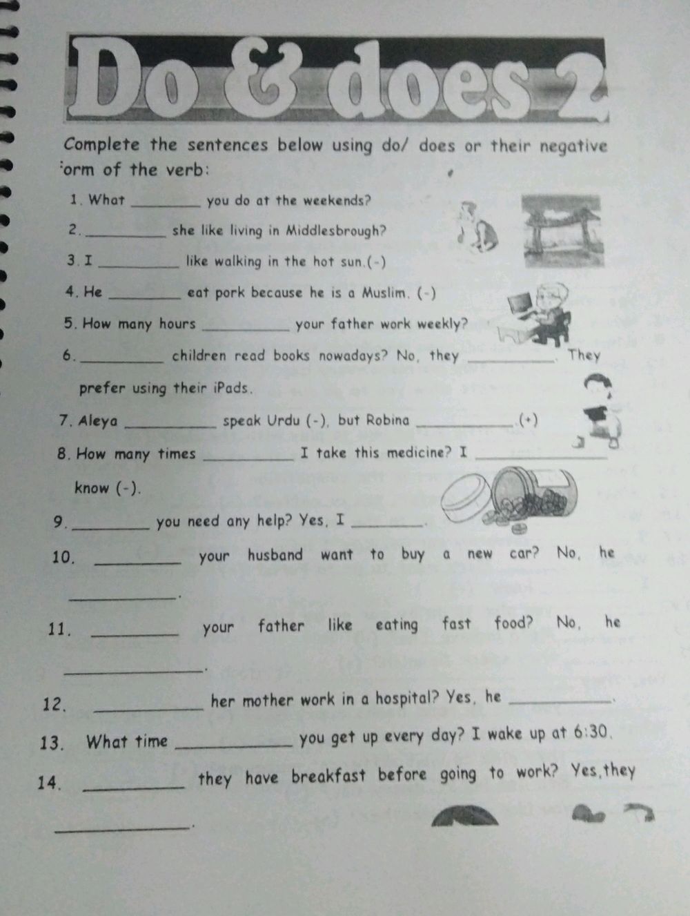 Complete the sentences below using do/ does | StudyX