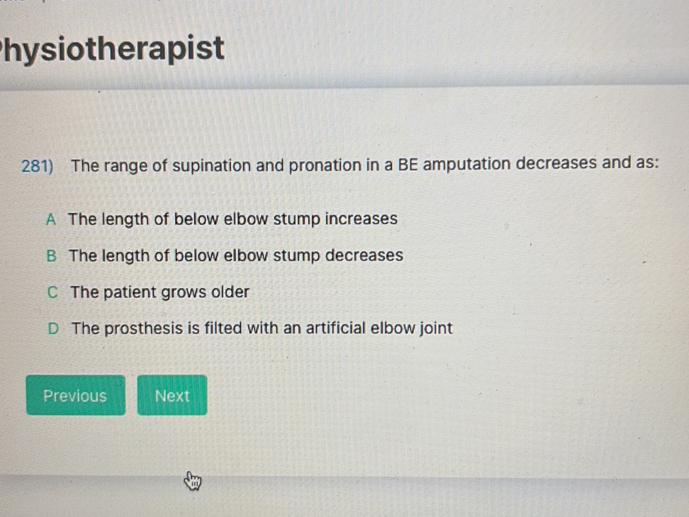 281) The range of supination and pronation | StudyX