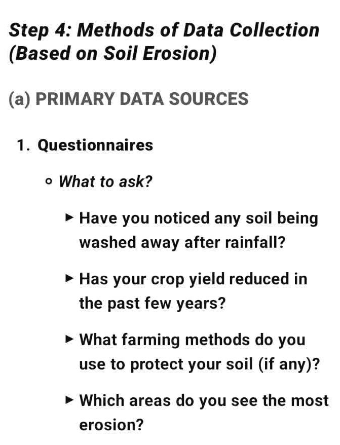 Step 4: Methods of Data Collection (Based on | StudyX