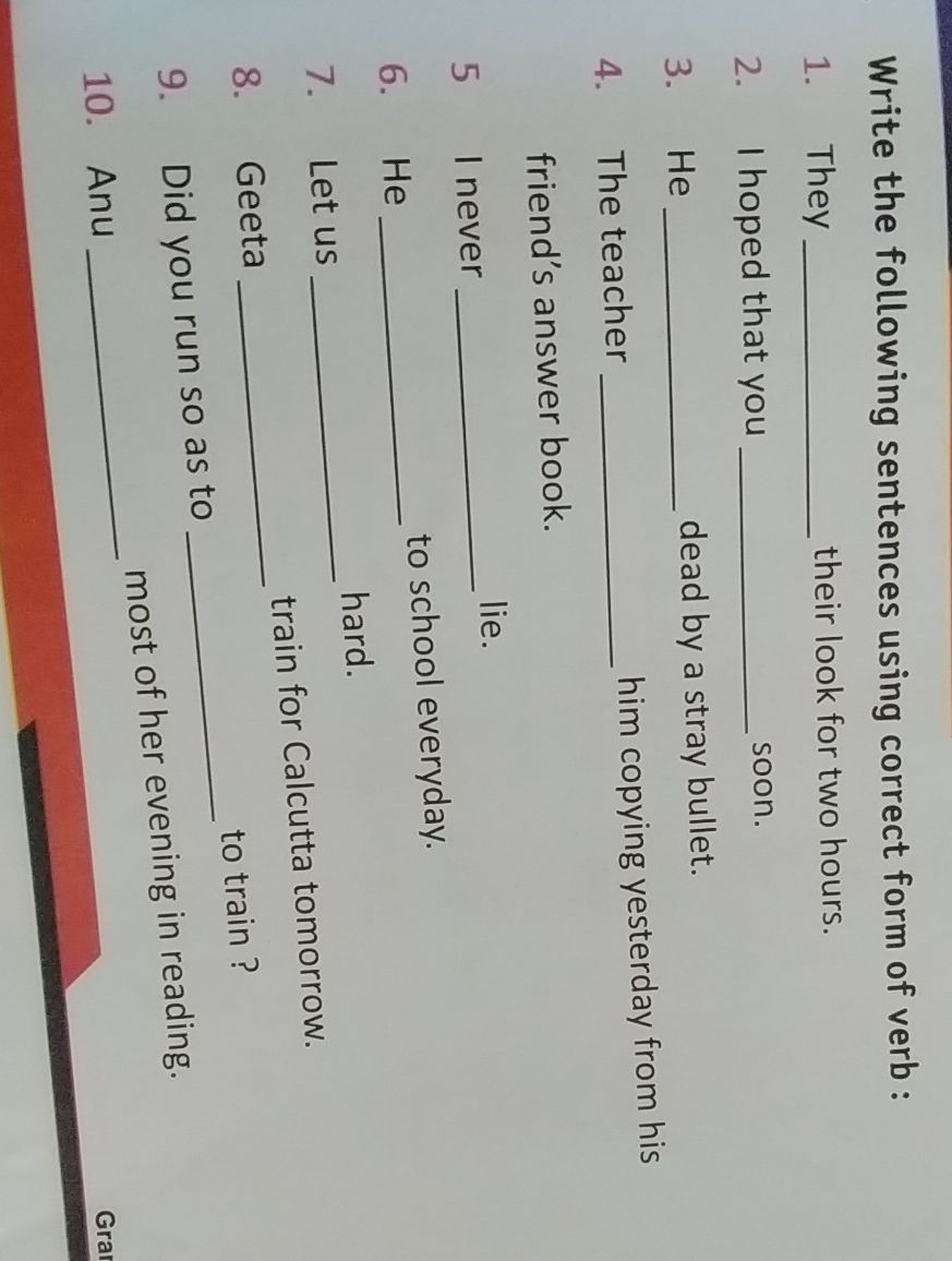 Write the following sentences using correct | StudyX