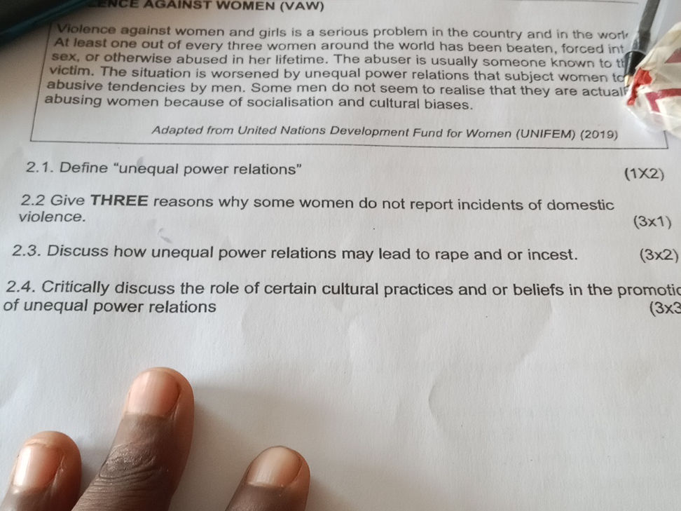 2.1. Define "unequal power relations" 2.2 | StudyX