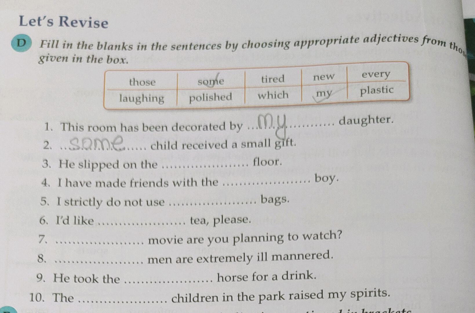 Fill in the blanks in the sentences by | StudyX