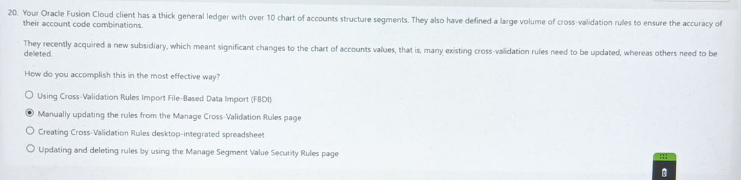 20. Your Oracle Fusion Cloud client has a | StudyX