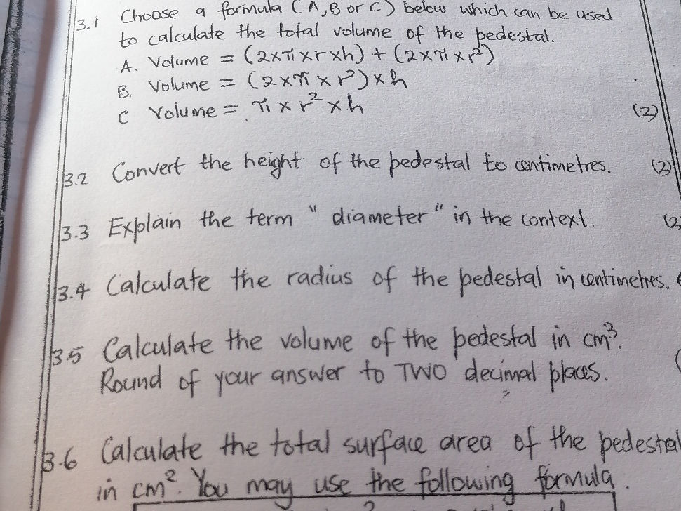 3.1 Choose a formula (A, B or C) below which | StudyX