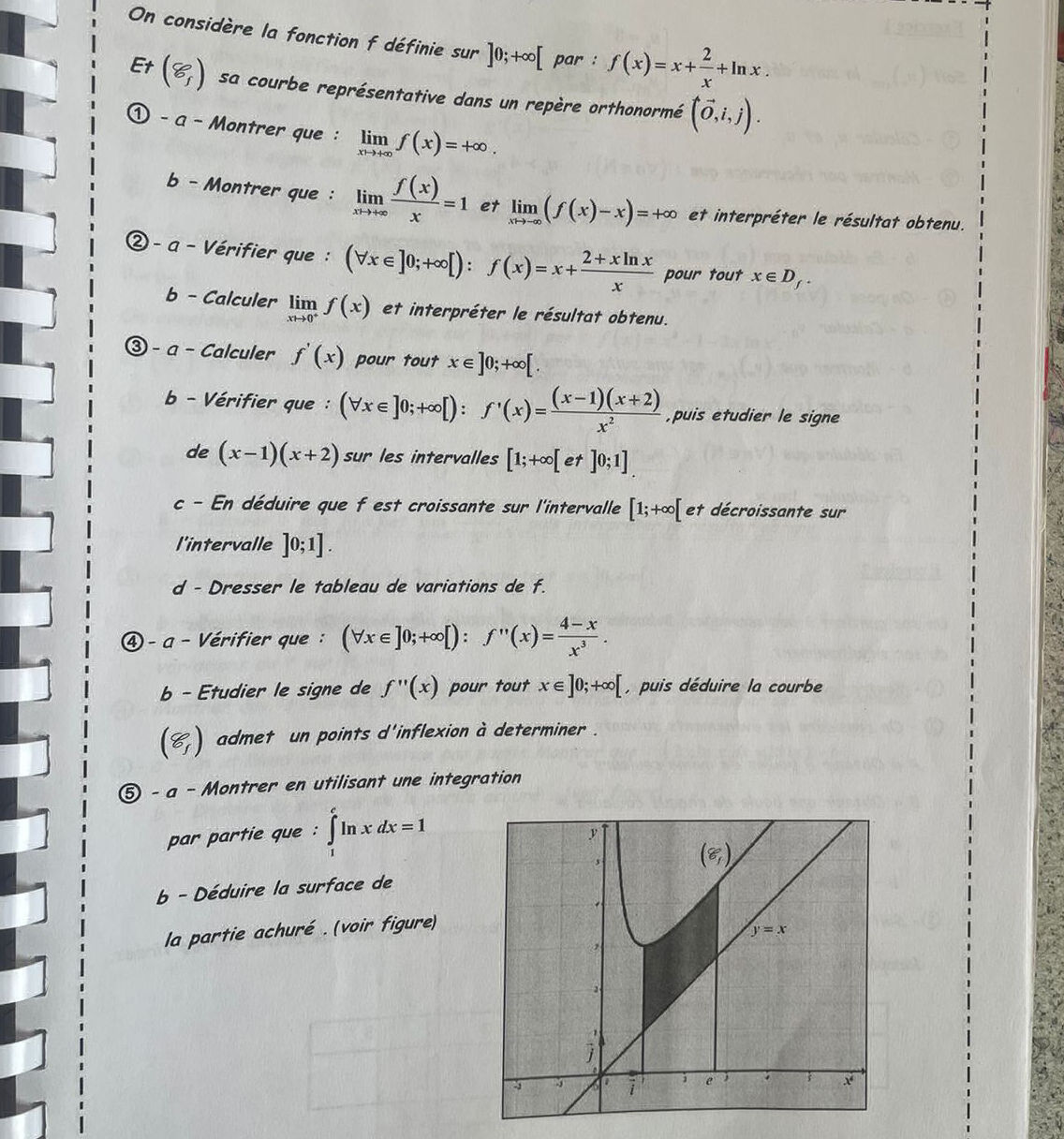 On considère la fonction f définie sur $]0;+ | StudyX