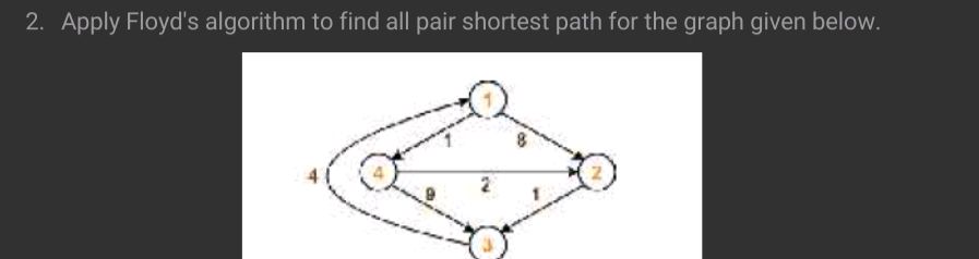2. Apply Floyd's algorithm to find all pair | StudyX