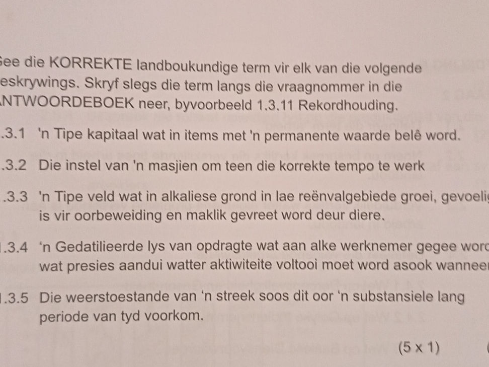 See die KORREKTE landboukundige term vir elk | StudyX