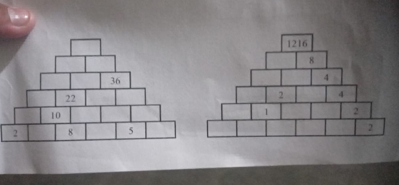 The image shows two number pyramids. The | StudyX