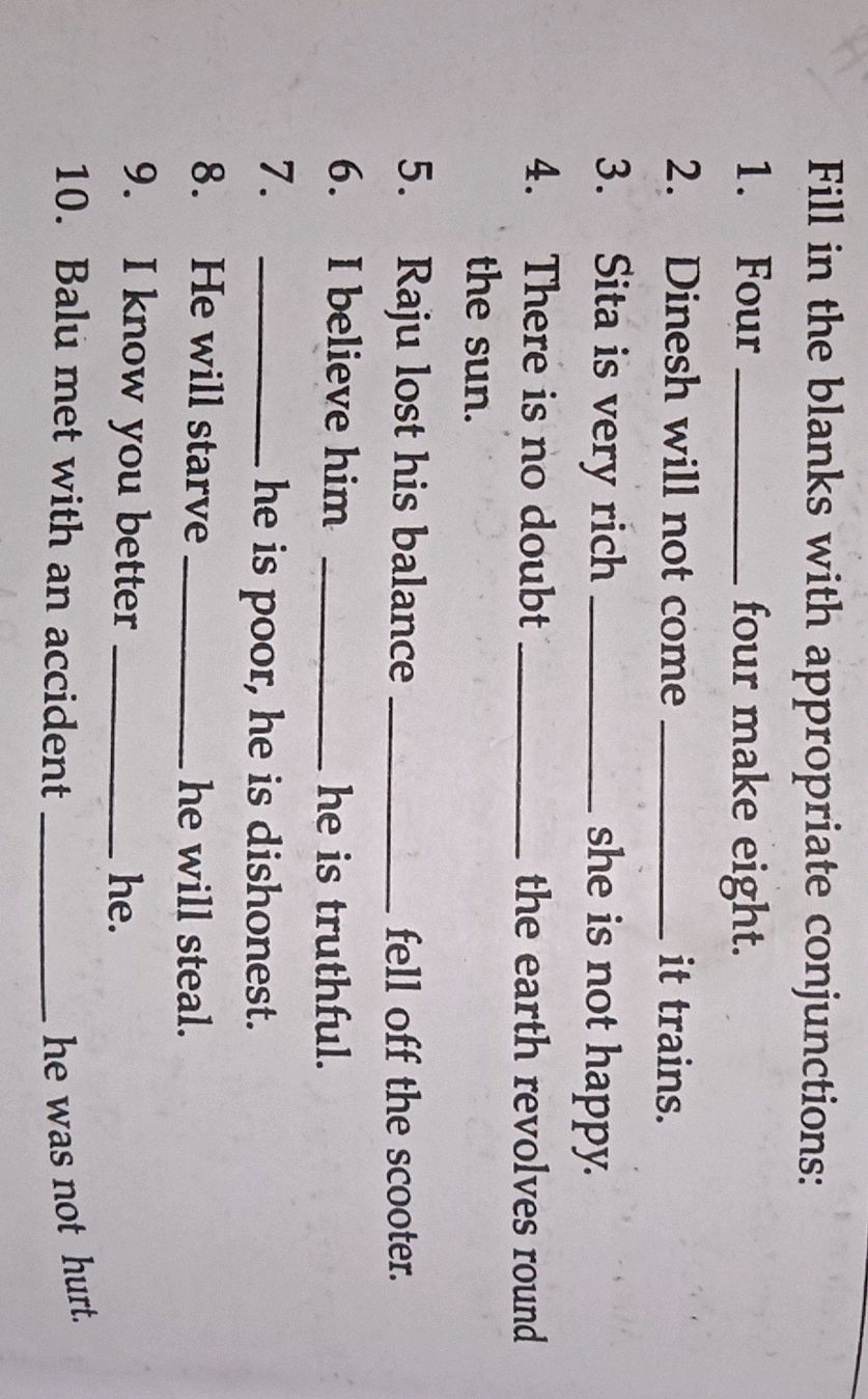 Fill in the blanks with appropriate | StudyX