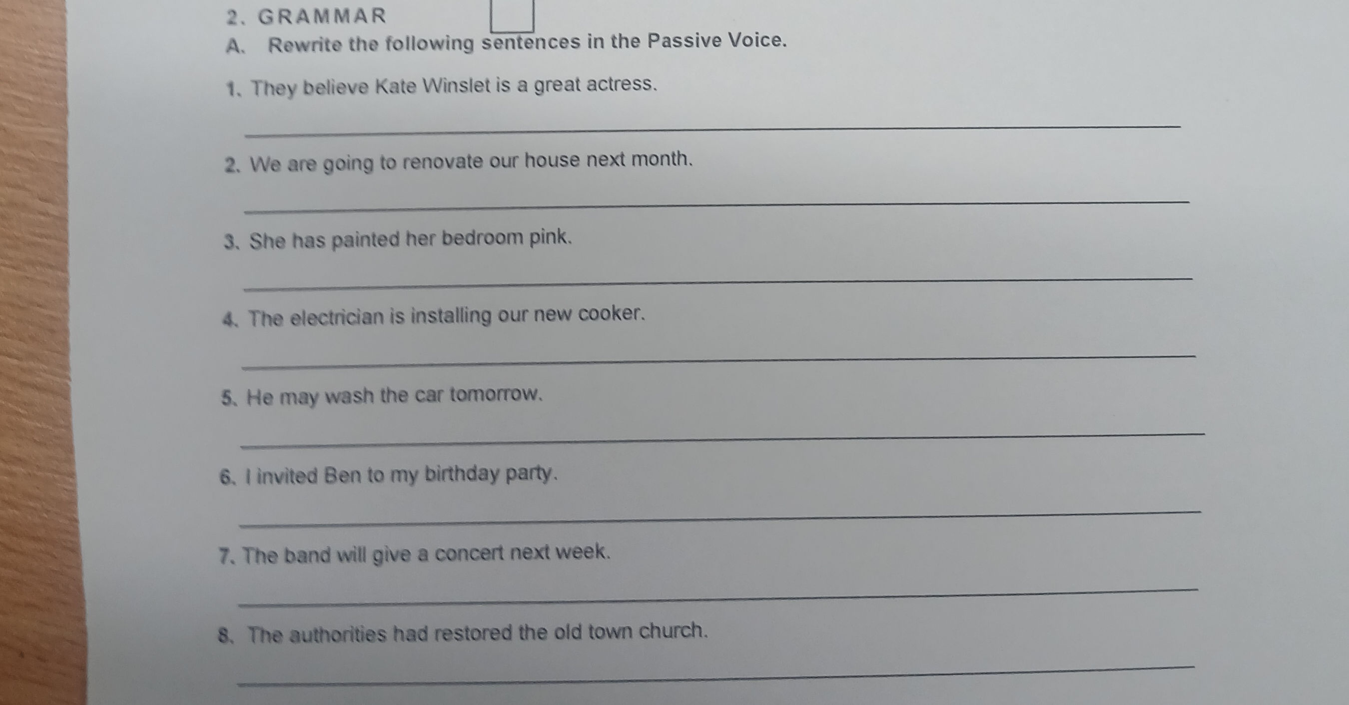 2. GRAMMAR A. Rewrite the following | StudyX