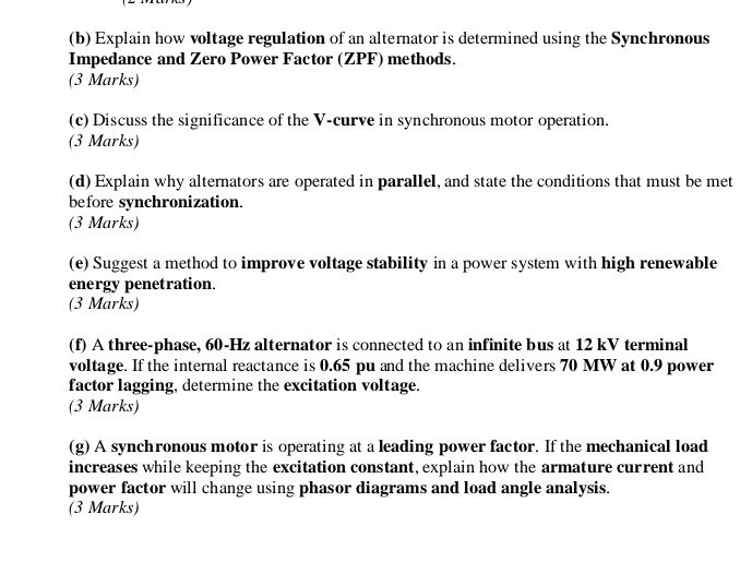 (b) Explain how voltage regulation of an | StudyX