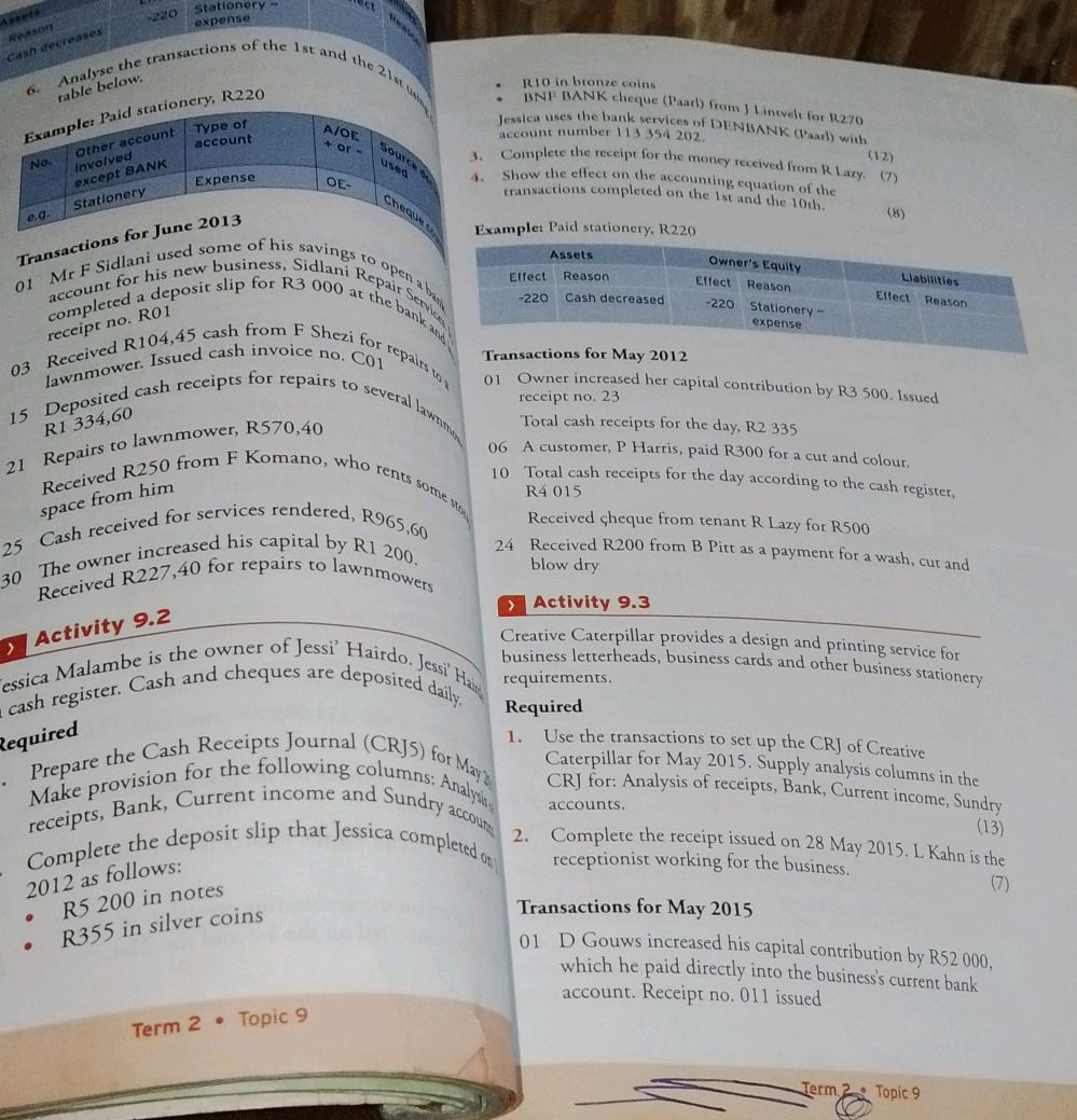 6. Analyse the transactions of the 1st and | StudyX