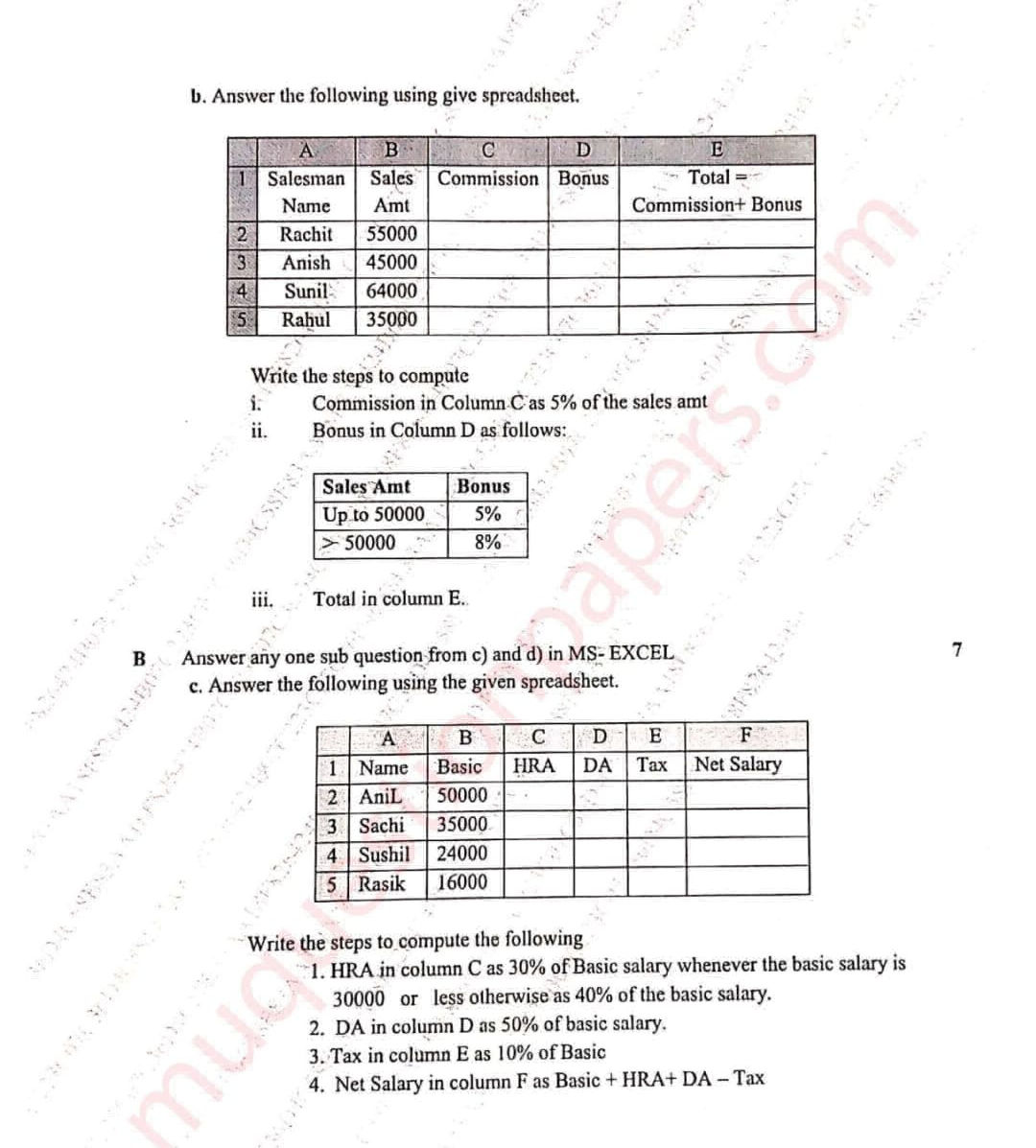 b. Answer the following using give | StudyX