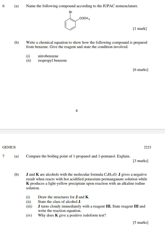 6 (a) Name the following compound according | StudyX