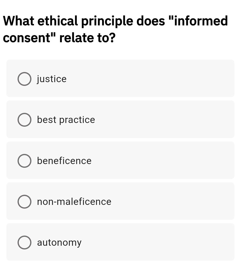 What ethical principle does "informed | StudyX