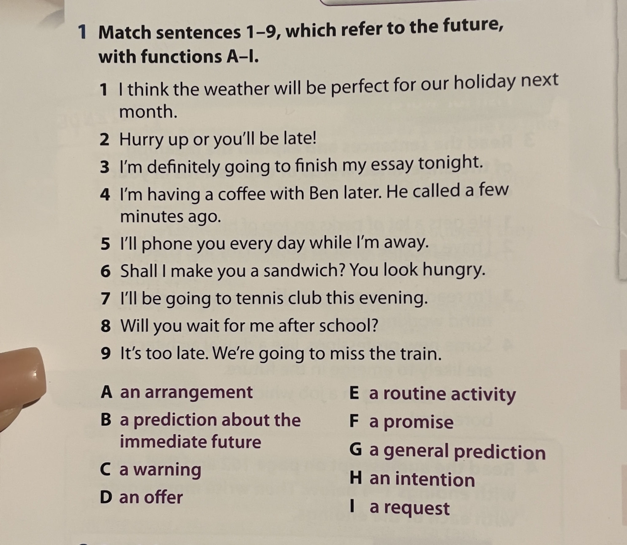 1 Match sentences 1–9, which refer to the | StudyX